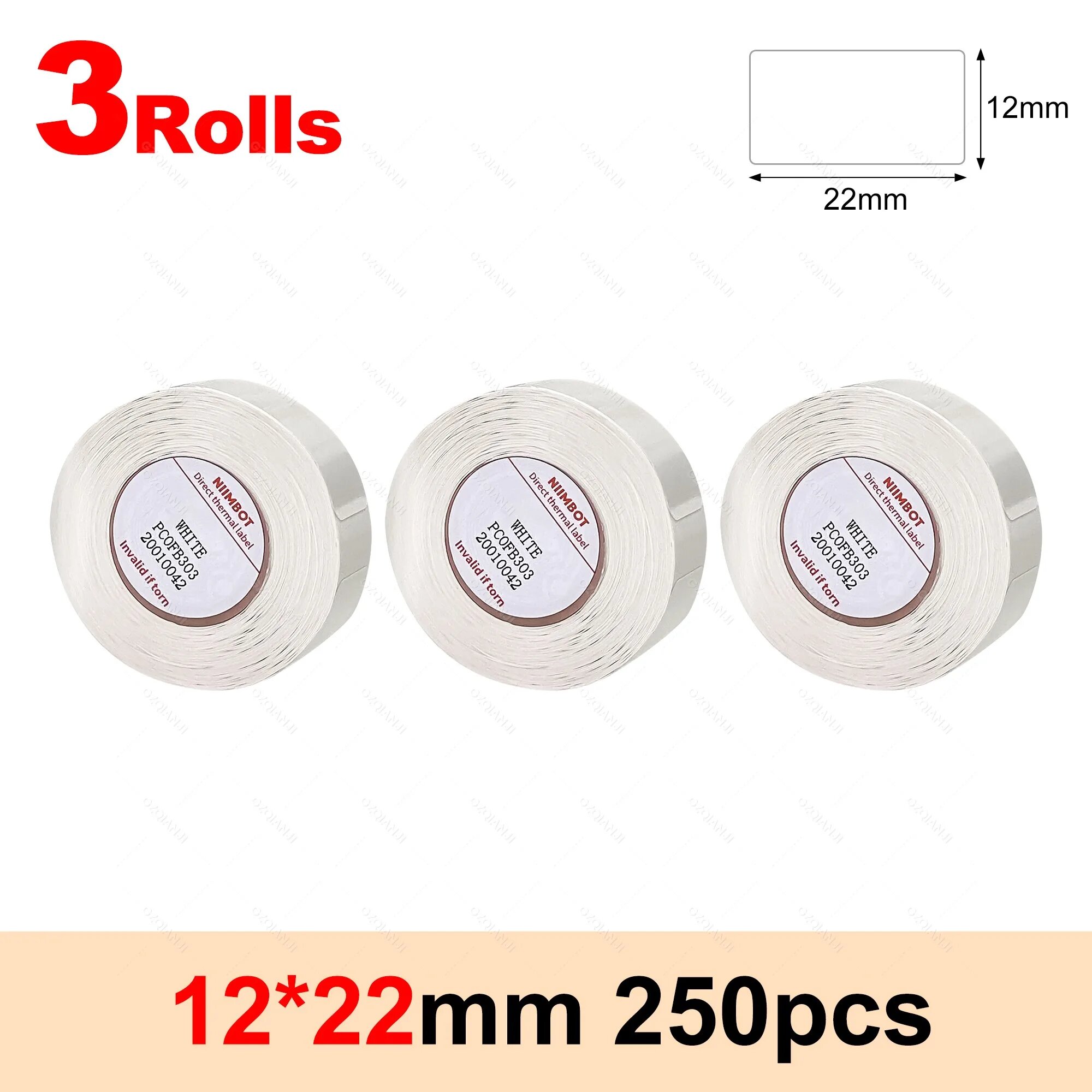 Бумага для принтера Niimbot 12x22mm, 3 ролика