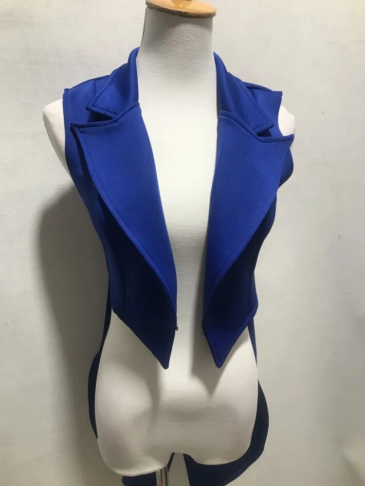 LOBUDEK Фрак женский белый черный для танцев Синий, М, Blue Sleeveless