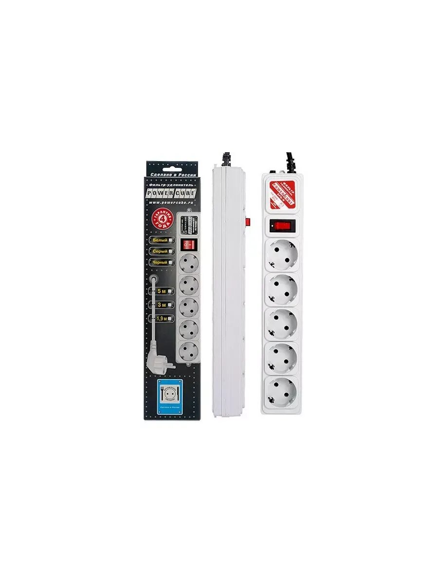 Сетевой фильтр SPG-B-10 3м (5 розеток) серый