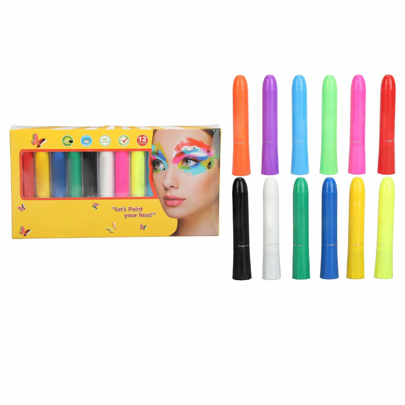Набор мелков для аквагрима (12 цветов), яркие палочки для аквагрима для детей, легко смывается, нетоксичный набор для боди-арта