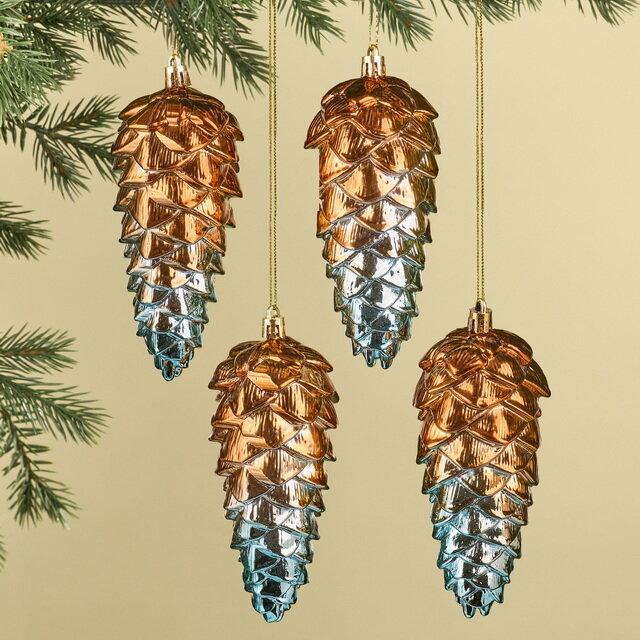 Елочная игрушка Шишка Faleron - Galatone 14 см, 4 шт, пластик, Winter Deco, 1000824