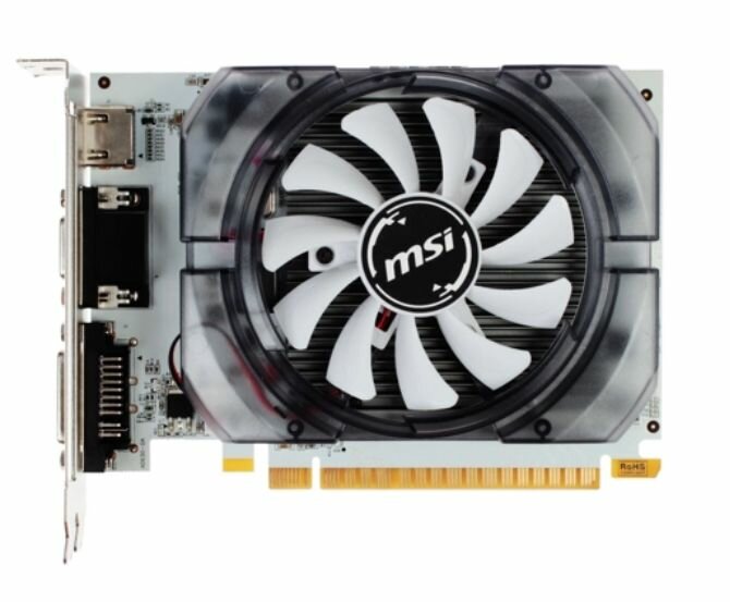 Видеокарта MSI GeForce GT 730 (N730-2GD3V3) - PCI-E 2.0, 2 ГБ, GDDR3, 128 бит, DVI-D, HDMI, VGA (D-Sub), GPU 700 МГц