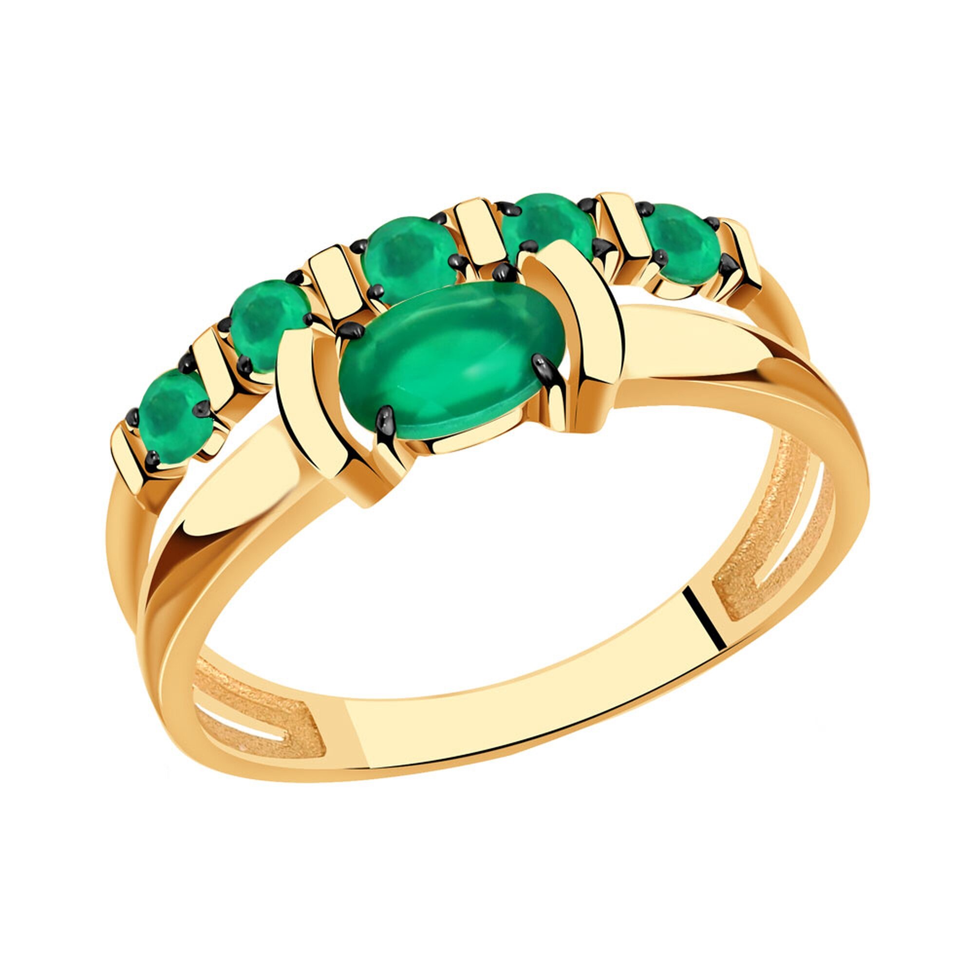 Кольцо дорожка, красное золото, 585 проба, агат