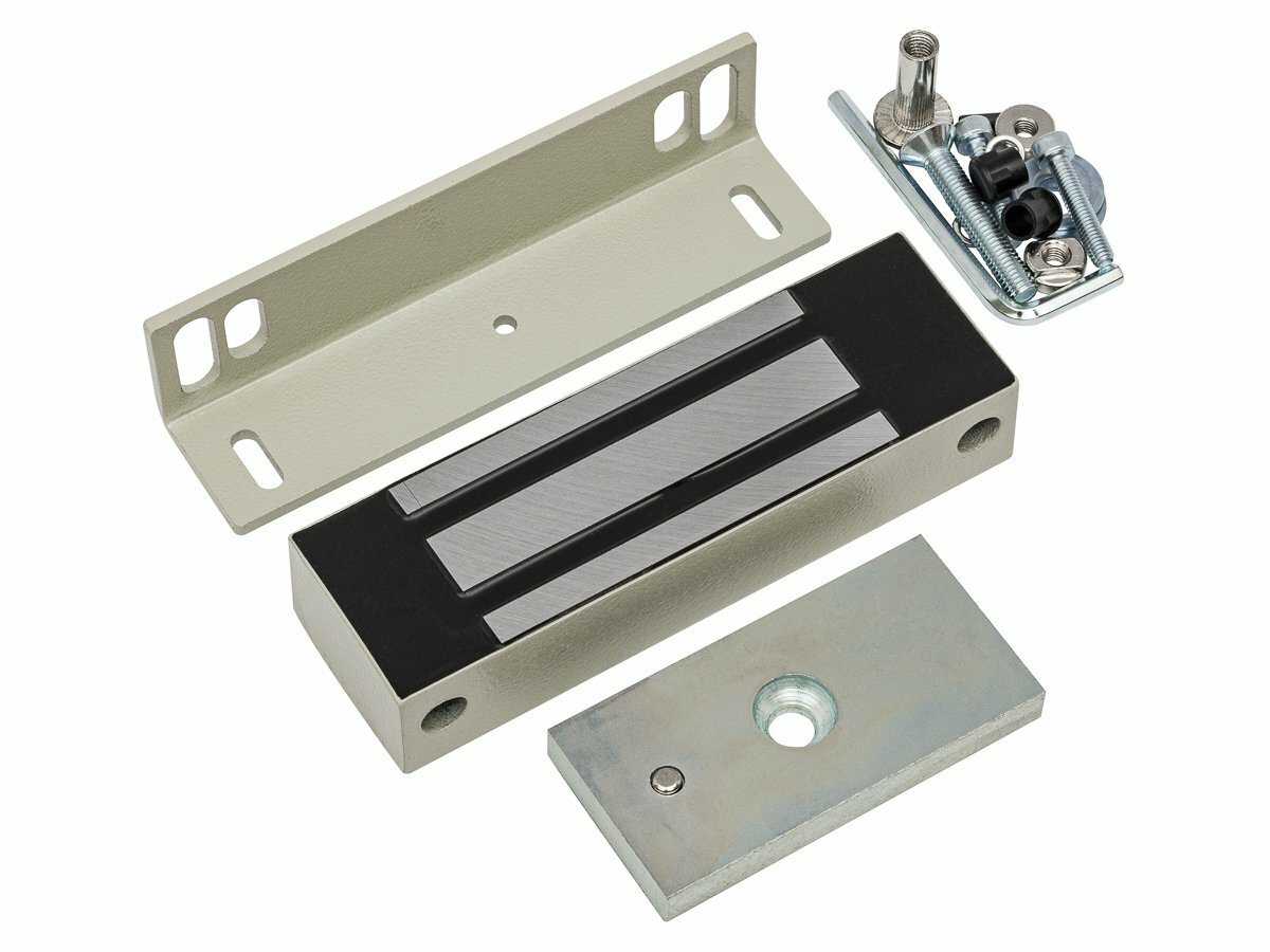 ML-300K (с уголком) (Серебряный)(AccordTec) Электромагнитный замок, 12В сила удержания 300кг