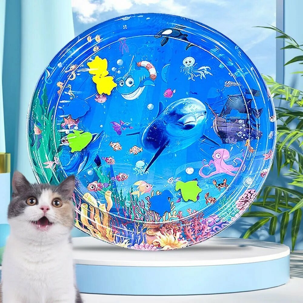Водный сенсорный игровой коврик с датчиком рыбы, водный игровой коврик для кошек