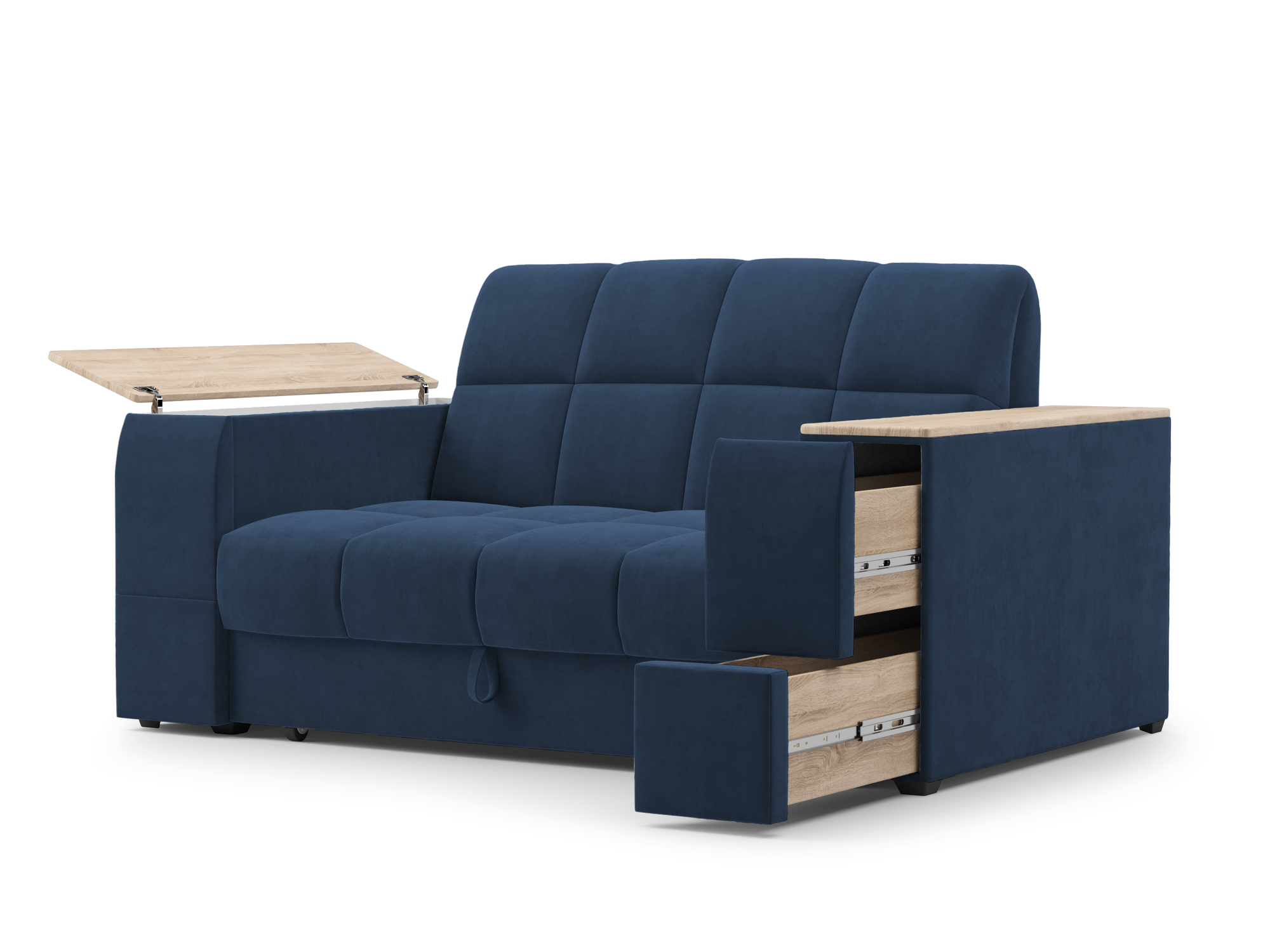 Диван-кровать Флай, аккордеон, подлокотники короб+ящики, 120*200 с ортопедическим основанием, съемный чехол, велюр.