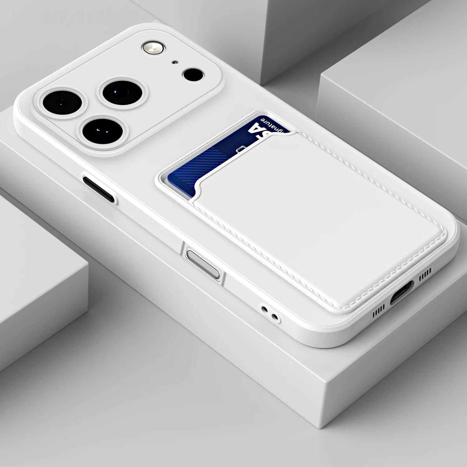 Роскошный мягкий силиконовый чехол-бумажник для карт для iPhone 17 Air 16 e 15 14 Plus 13 12 11 Pro Max, сумка с отделением, задняя крышка Айфон 13 Про Макс, White