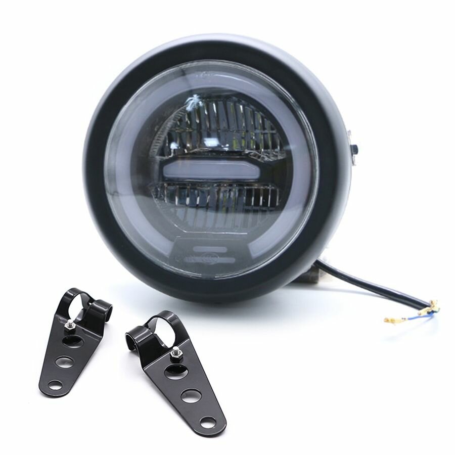 Универсальная Ретро Мотоциклетная Светодиодная Фара Дневного Света White Halo Angel Eye Far