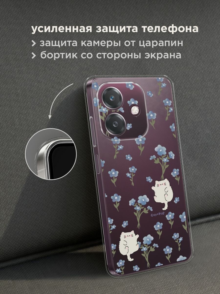 Чехол на Oppo A3/A3x / Оппо А3/A3x с принтом "Gentle cats", прозрачный — фото 1