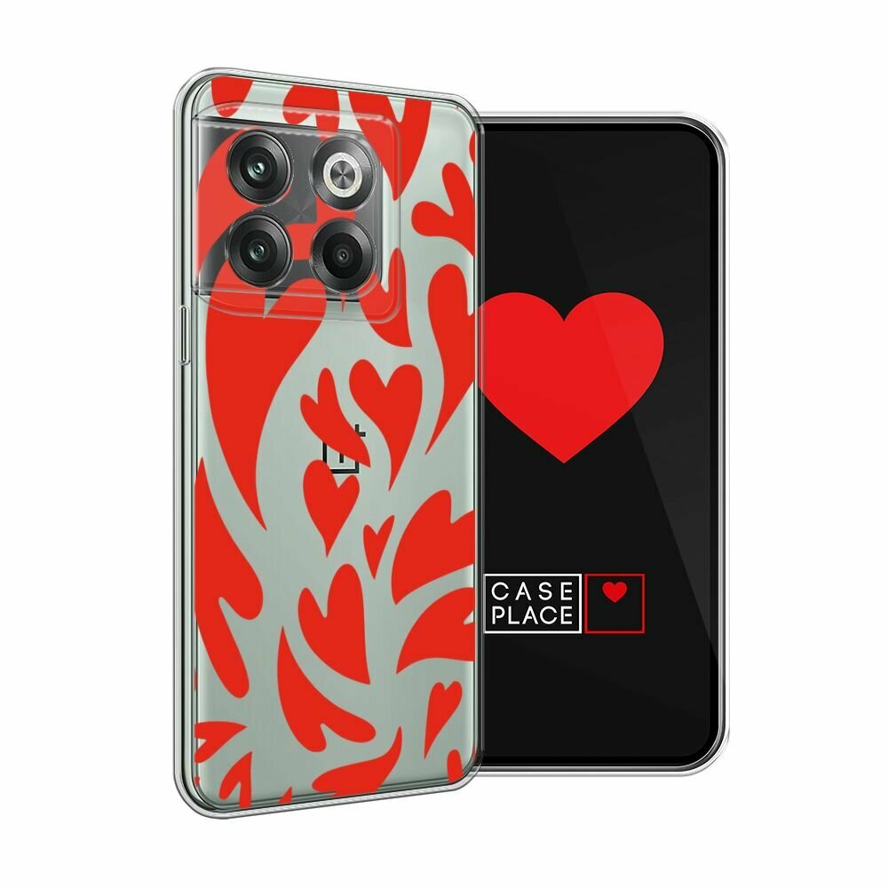 Чехол на OnePlus 10T / Ван плюс 10T с принтом "Crazy hearts 2 - 14 февраля", прозрачный — фото 1