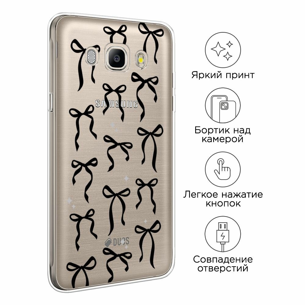 Чехол на Samsung Galaxy J5 2016 / Самсунг Галакси Джей 5 2016 с принтом "Black bows", прозрачный — фото 1
