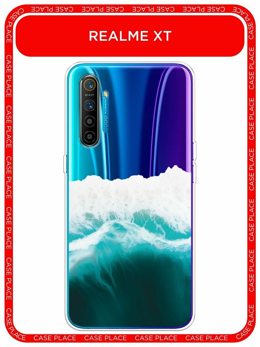 Чехол на Realme XT / Реалми XT с принтом "Большая волна", прозрачный