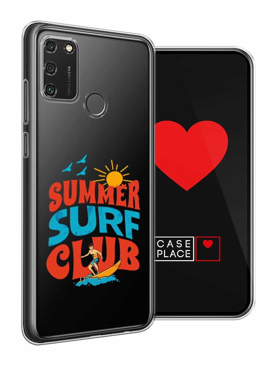 Чехол на Honor 9A / Хонор 9А с принтом "Summer surf club", прозрачный — фото 1