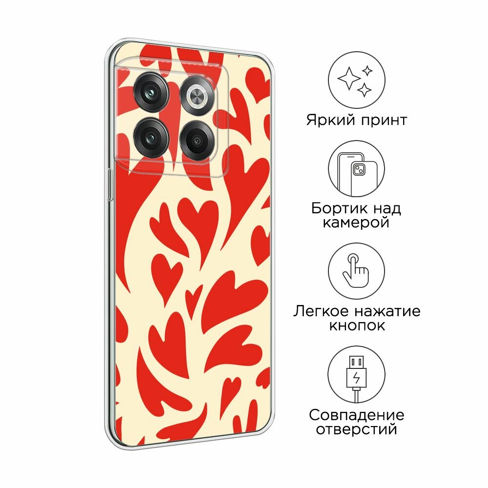 Чехол на OnePlus 10T / Ван плюс 10T с принтом "Crazy hearts 1 - 14 февраля" — фото 1