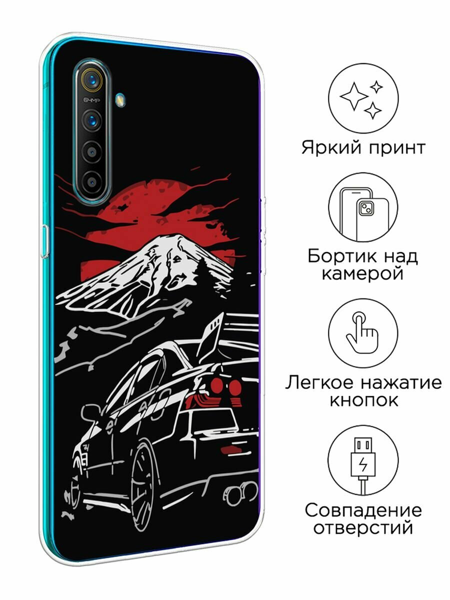 Чехол на Realme XT / Реалми XT с принтом "Машина в горах JDM" — фото 1