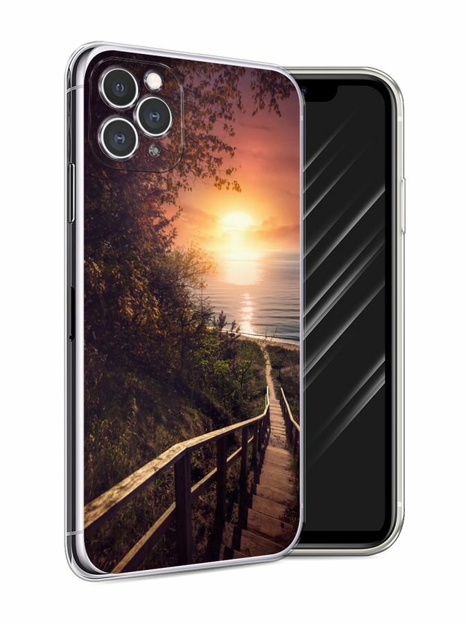 Чехол на Apple iPhone 11 Pro Max / Айфон 11 Про Макс с принтом "Мост у воды"