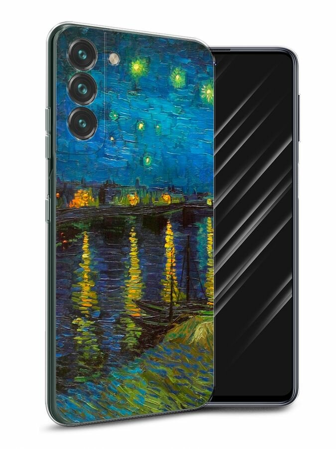 Чехол на Samsung Galaxy S22 / Самсунг Галакси S22 с принтом ночь над Роной