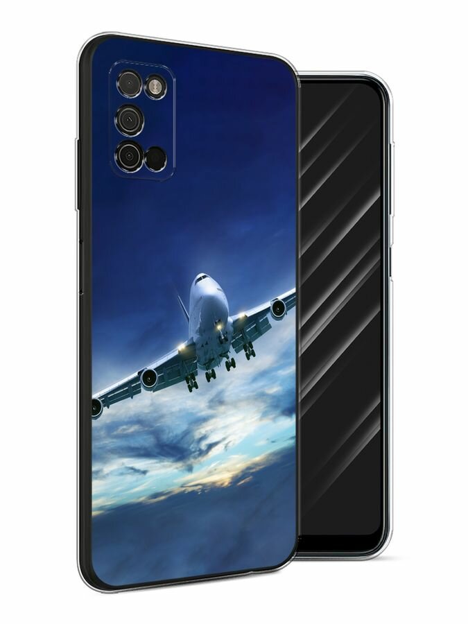 Чехол на Samsung Galaxy A03S / Самсунг Галакси A03S с принтом "Самолет в небе"