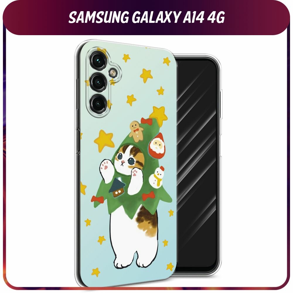 Чехол на Samsung Galaxy A14 4G / Галакси A14 4G с принтом Котик-ёлочка