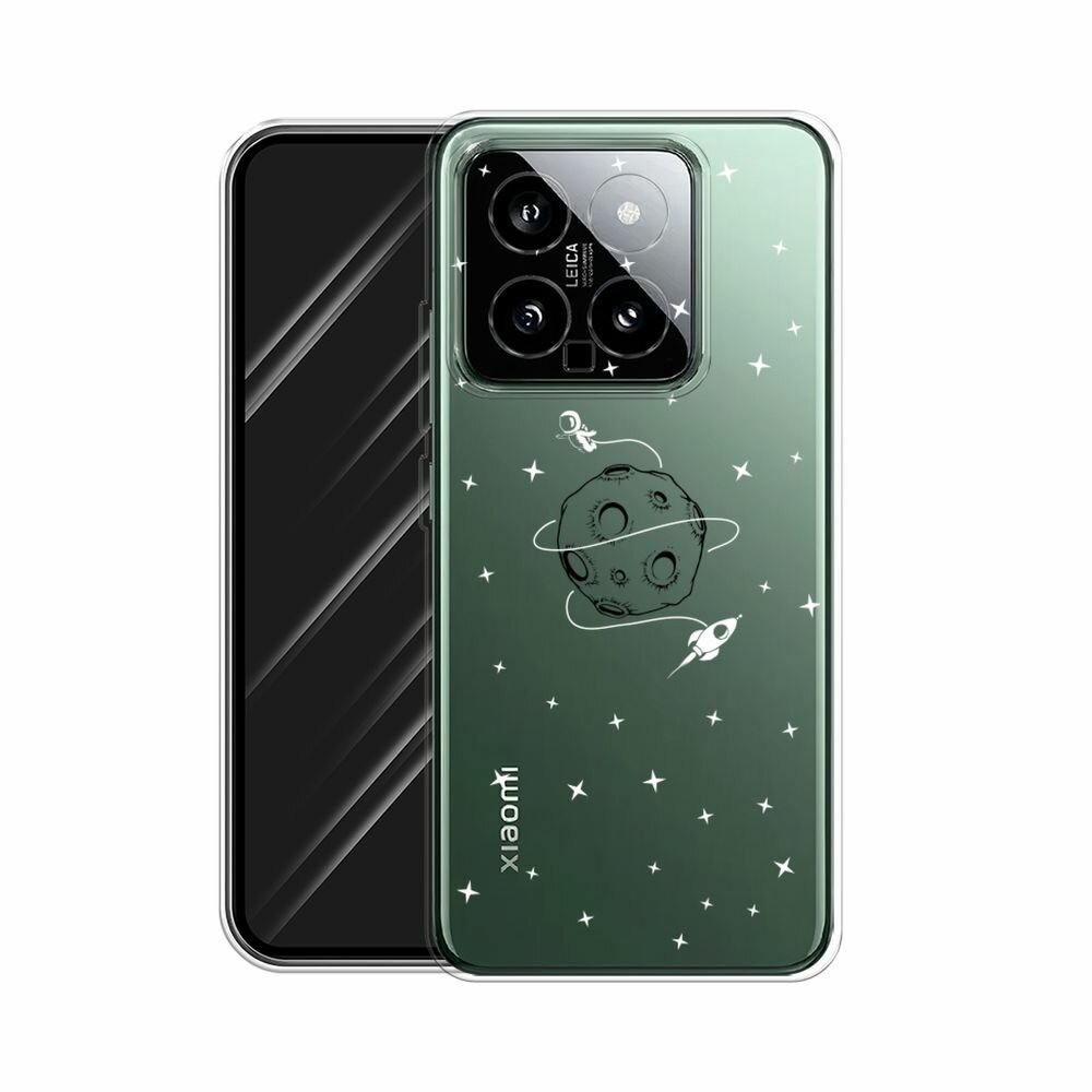 Чехол на Xiaomi 14 / Сяоми 14 с принтом "Полет вокруг луны", прозрачный — фото 1