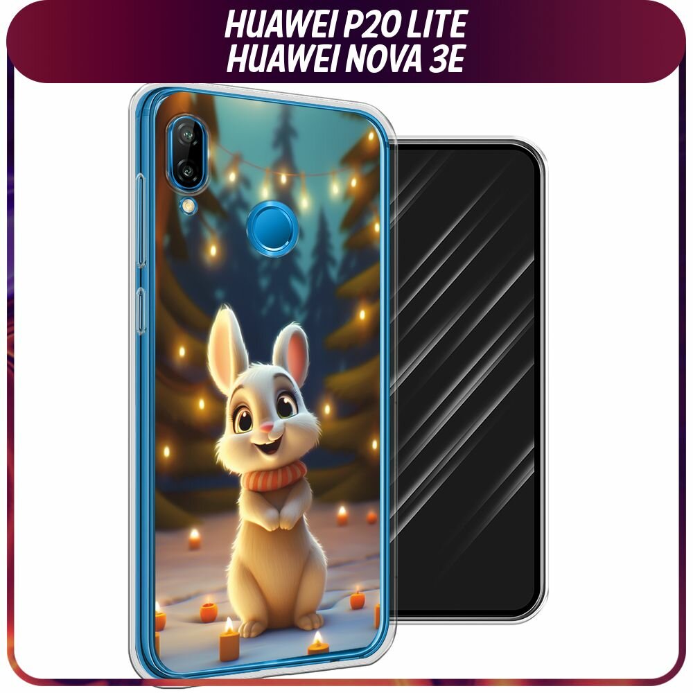 Чехол на Huawei P20 Lite/Nova 3e / Хуавей P20 Лайт/Нова 3е с принтом "Кролик среди свечей"