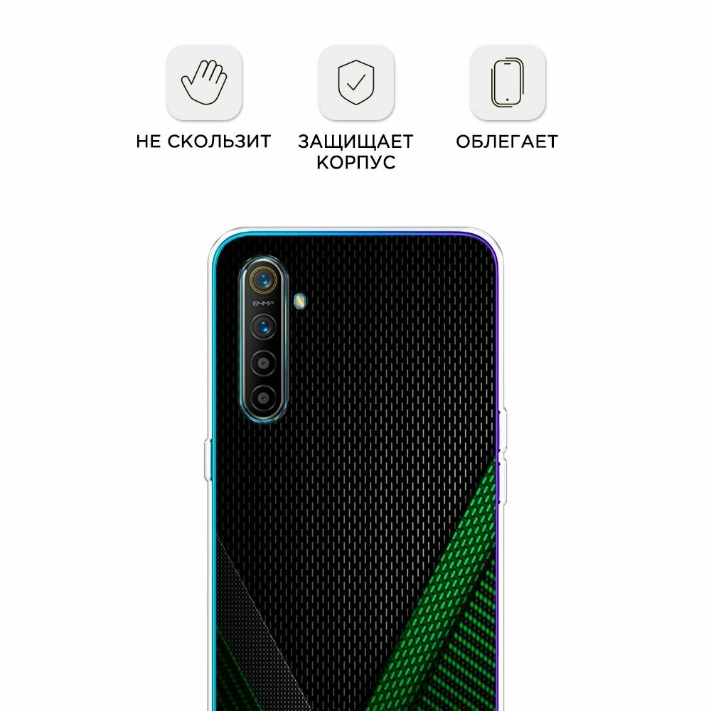 Силиконовый чехол на Realme XT / Реалми XT с принтом "Зеленый карбон" — фото 1