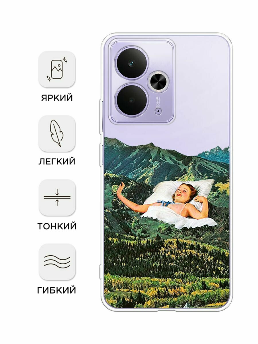 Чехол на Realme 14T / Реалми 14Т с принтом Good morning, my darling, прозрачный — фото 1