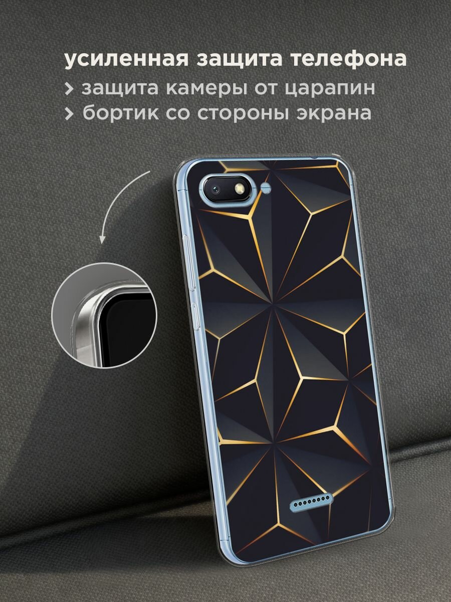 Чехол на Xiaomi Redmi 6A / Сяоми Редми 6А с принтом "Черные полигоны" — фото 1