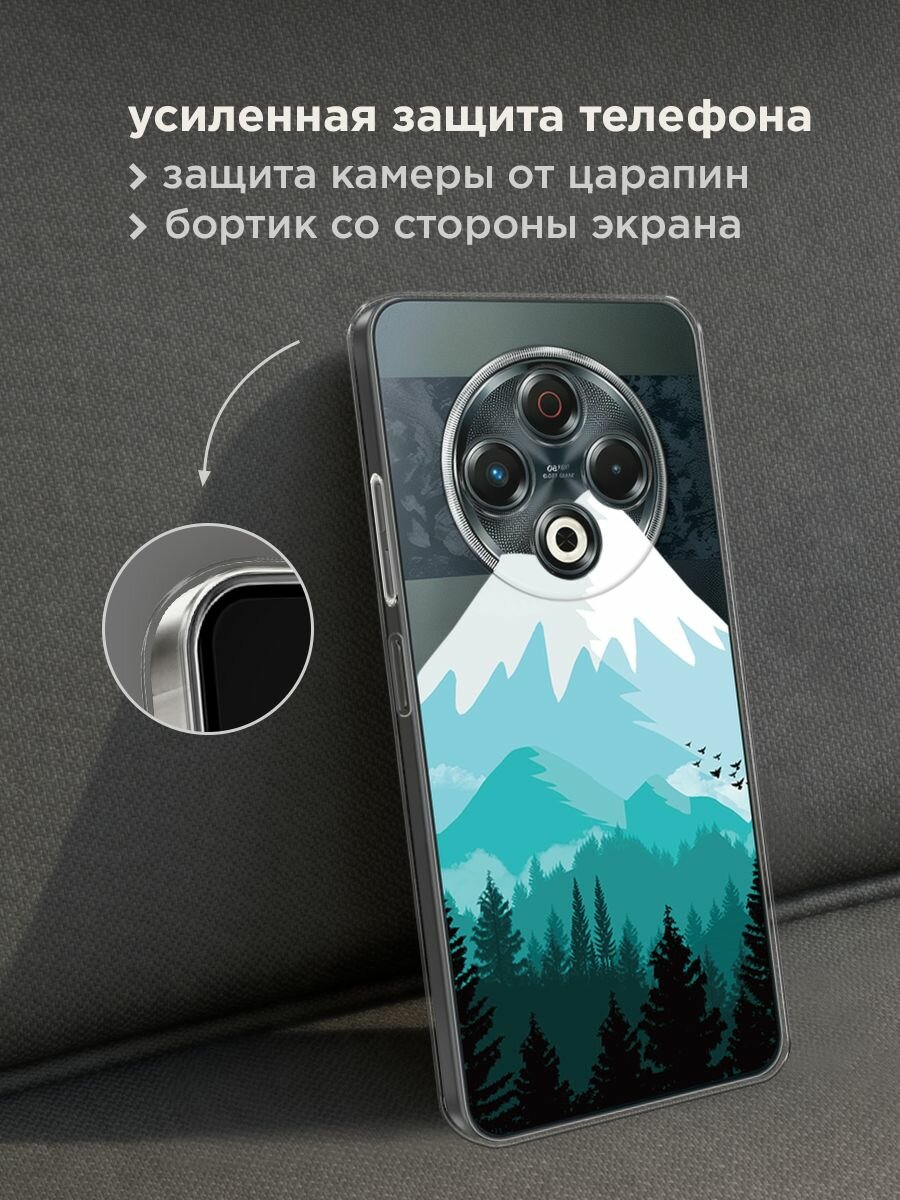 Чехол на Tecno Spark 30 / Текно Спарк 30 с принтом "Синяя снежная гора", прозрачный — фото 1