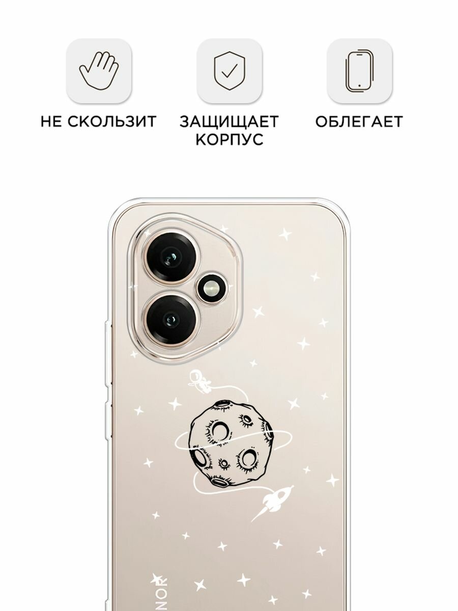 Чехол на Honor 400 / Хонор 400 с принтом "Полет вокруг луны", прозрачный — фото 1