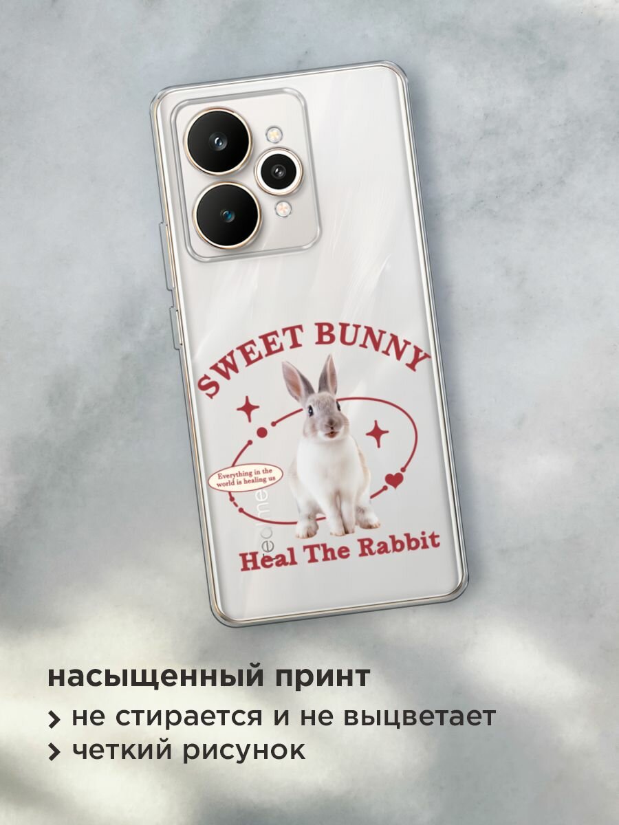Чехол на Realme 15 / Реалми 15 с принтом "Heal the rabbit", прозрачный — фото 1