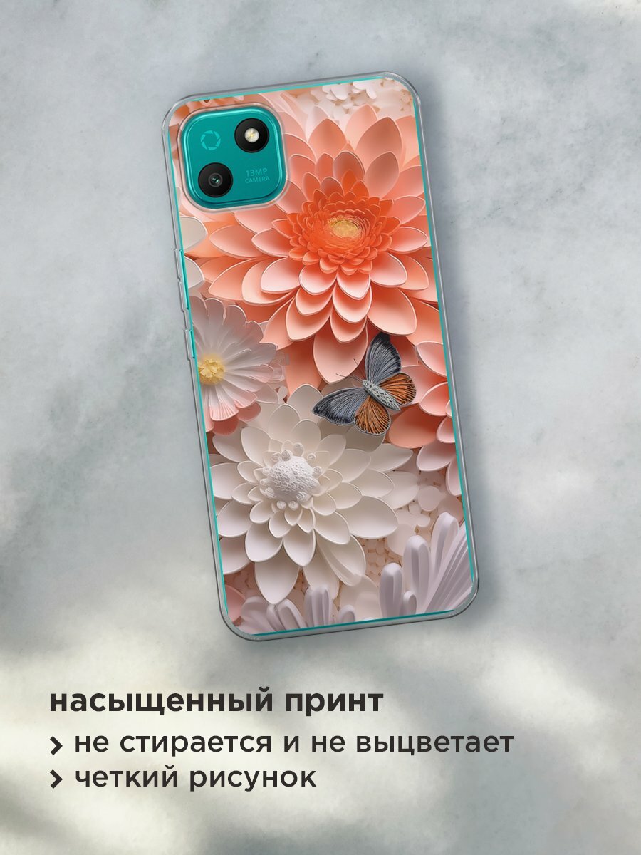 Силиконовый чехол на Wiko T10 / Вико Т10 с принтом "Бумажные цветы" — фото 1