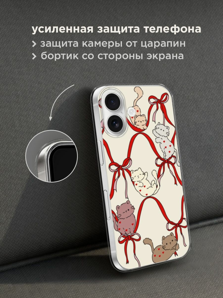 Чехол на Apple iPhone 17 / Айфон 17 с принтом "Котики в ленточках 1" — фото 1