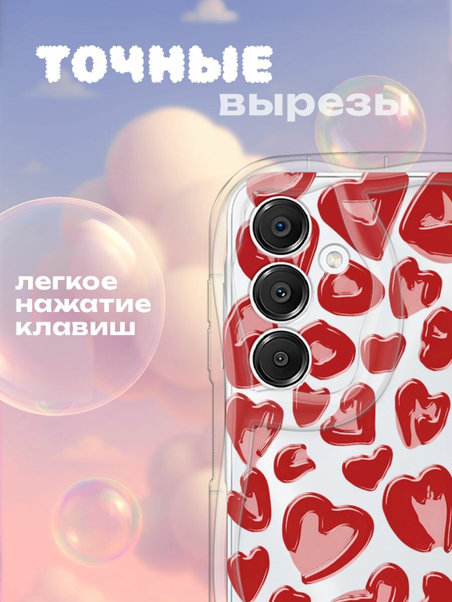 Чехол на Samsung Galaxy A16 / Самсунг А16 с принтом Множество красных сердец — фото 1