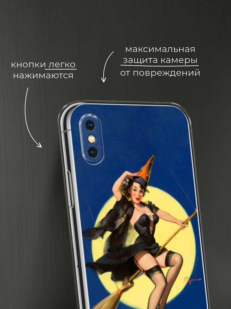 Чехол на Apple iPhone XS Max / Айфон XS Max с принтом "Pin-Up Witch" — фото 1
