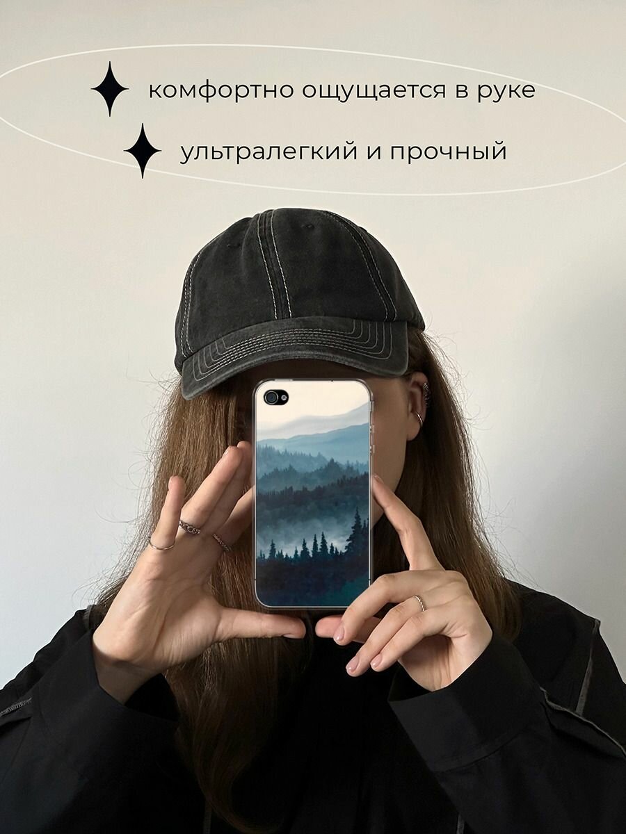 Чехол на Apple iPhone 4/4S / Айфон 4/4S с принтом "Туманные горы" — фото 1