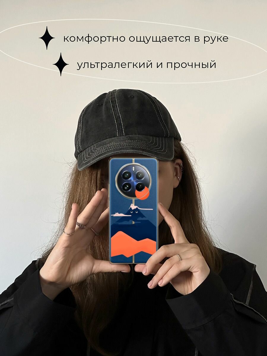 Чехол на Realme 12 Pro / Реалми 12 Про с принтом "Кот-гора", прозрачный — фото 1