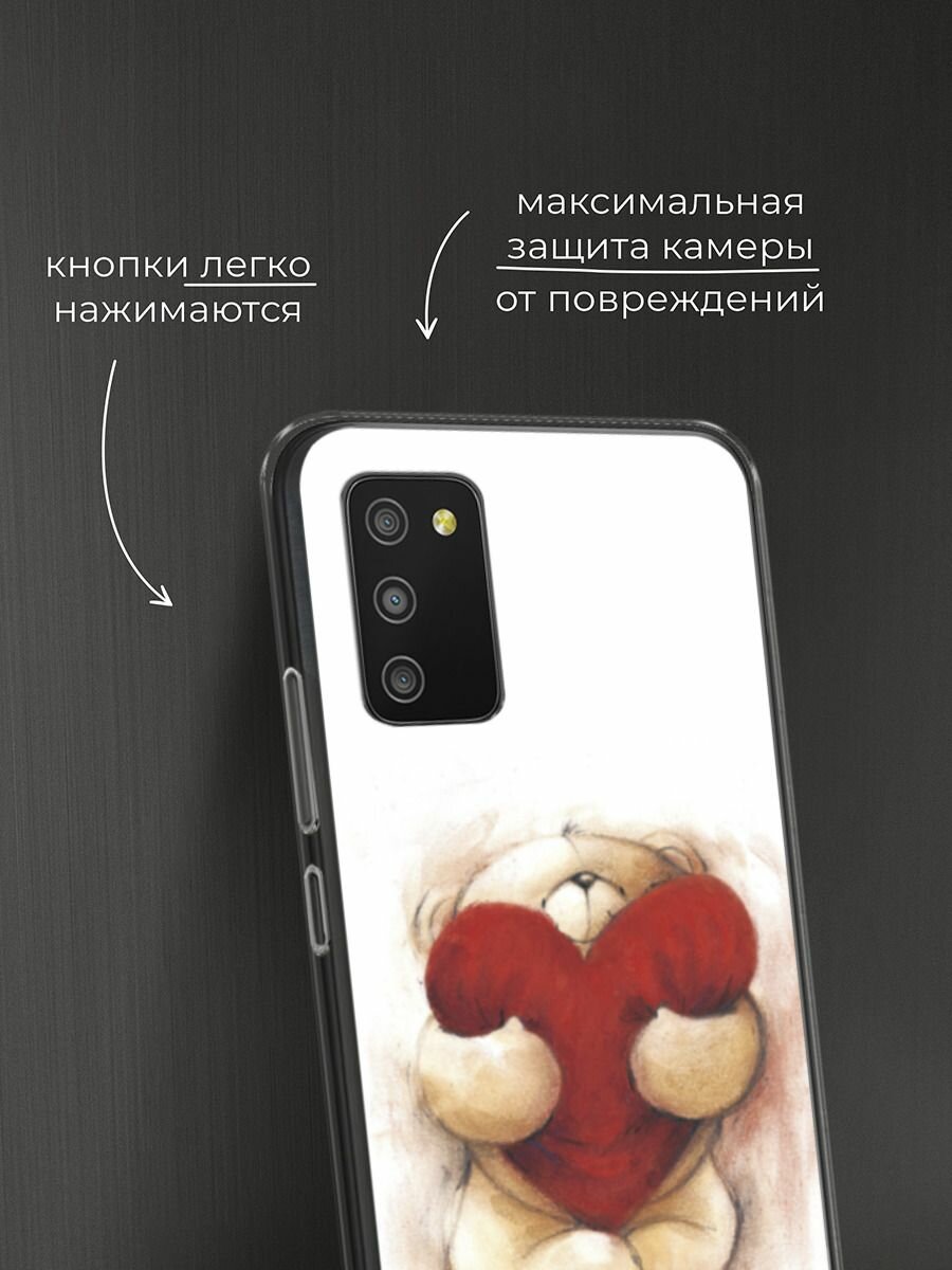 Чехол на Samsung Galaxy A02s / Самсунг Галакси A02s с принтом "Мишка с сердцем 1" — фото 1