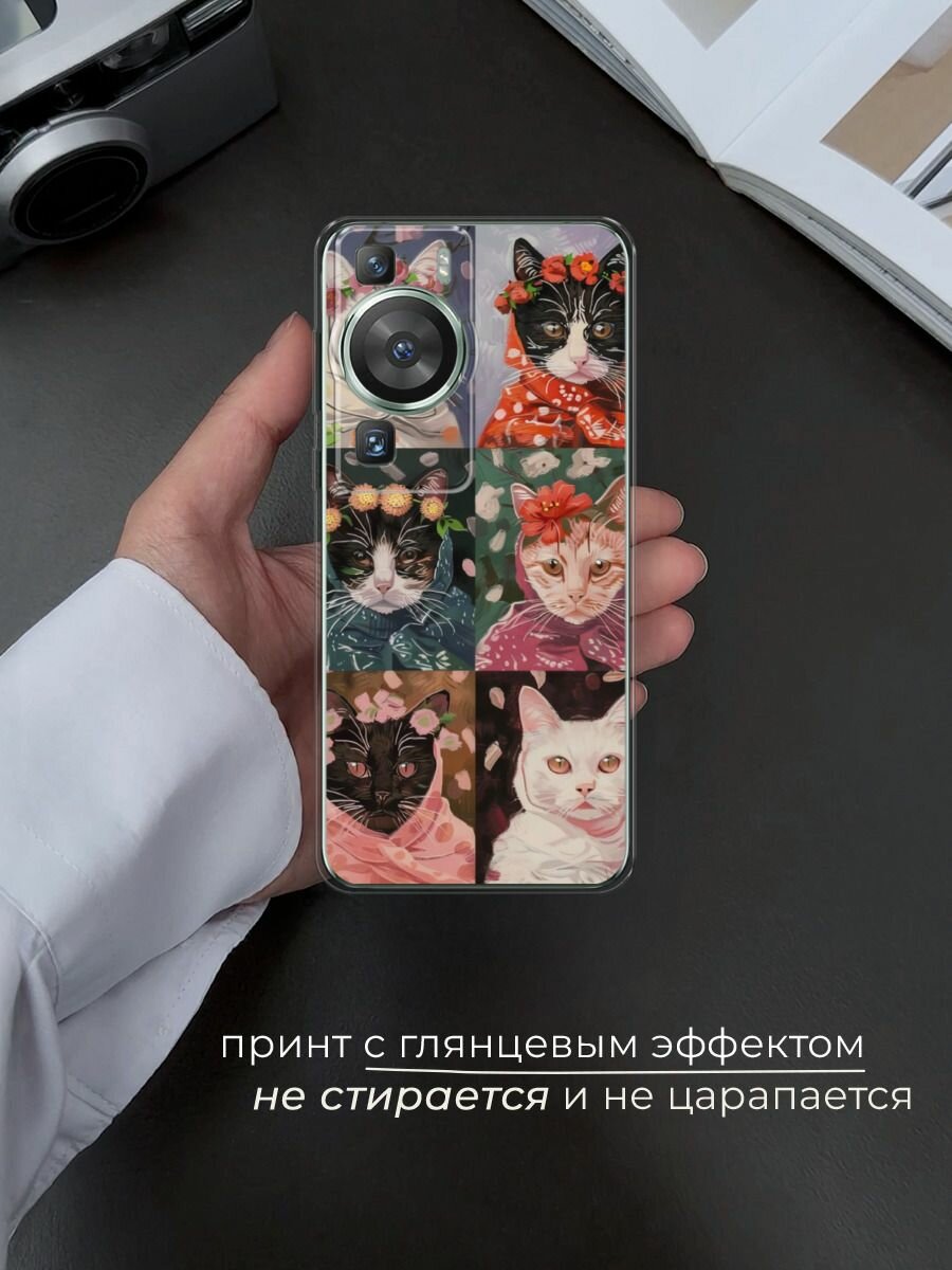 Чехол на Huawei P60/P60 Pro / Хуавей P60/P60 Про с принтом "Котобабушки" — фото 1