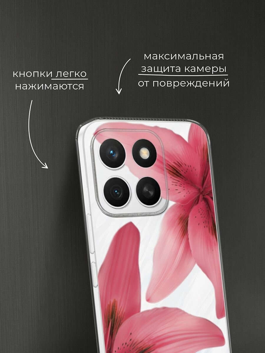 Чехол на Honor X8c / Хонор X8c с принтом "Pink flower" — фото 1