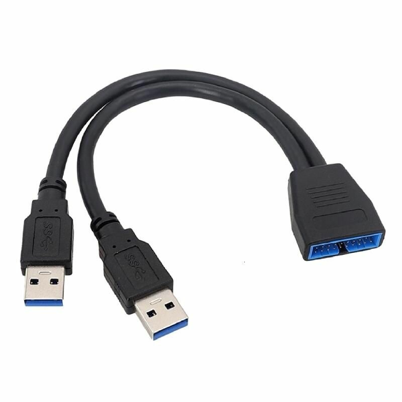 Двойной порт USB3.0 Male к материнской плате 20Pin 19Pin Header адаптерный кабель USB