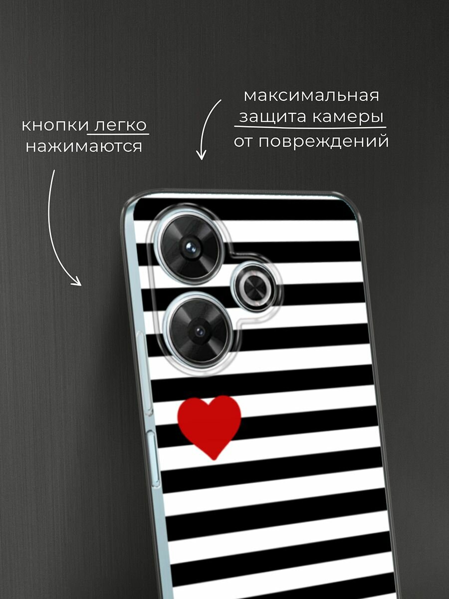 Чехол на Xiaomi Redmi Note 13R/Redmi 13/Poco M6 4G/M6 Plus с принтом "Красное сердце" — фото 1