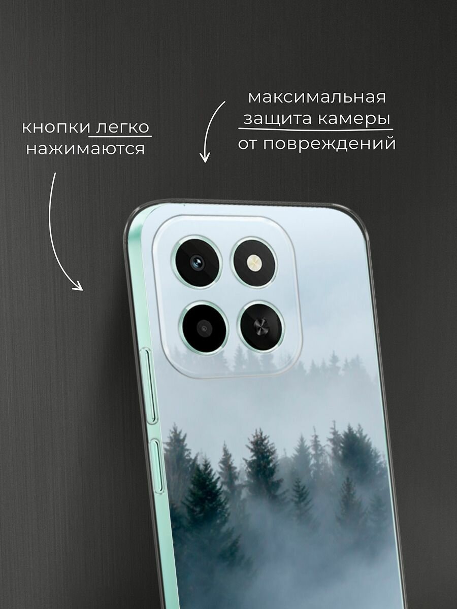 Силиконовый чехол на Honor X6c / Хонор X6c с принтом "Лес в тумане" — фото 1