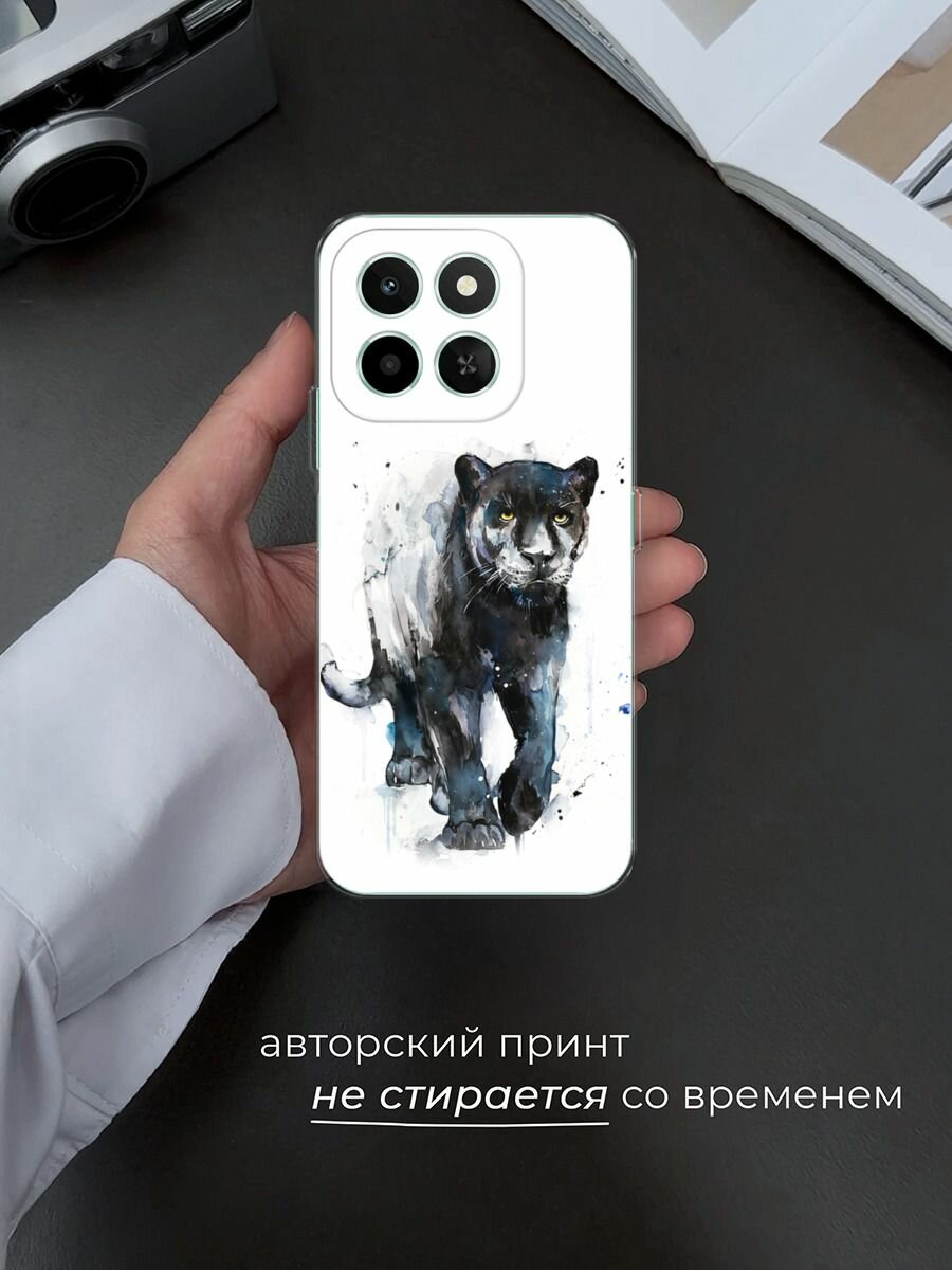 Силиконовый чехол на Honor X6c / Хонор X6c с принтом "Пантера арт 3" — фото 1