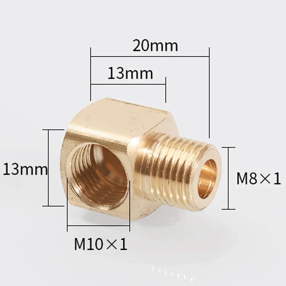 Латунный уголок 90 градусов M10x1/M8x1, цвет: M10x1mmxM8x1mm