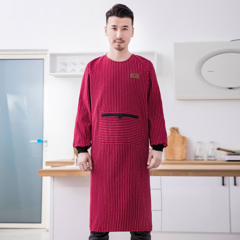 Фартук, красный, с длинными рукавами