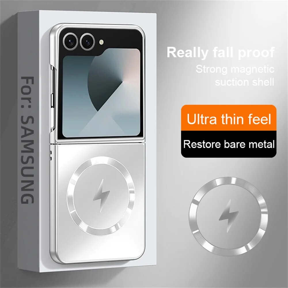 Магнитный чехол для Samsung Galaxy Z Flip7 Titanium Silver