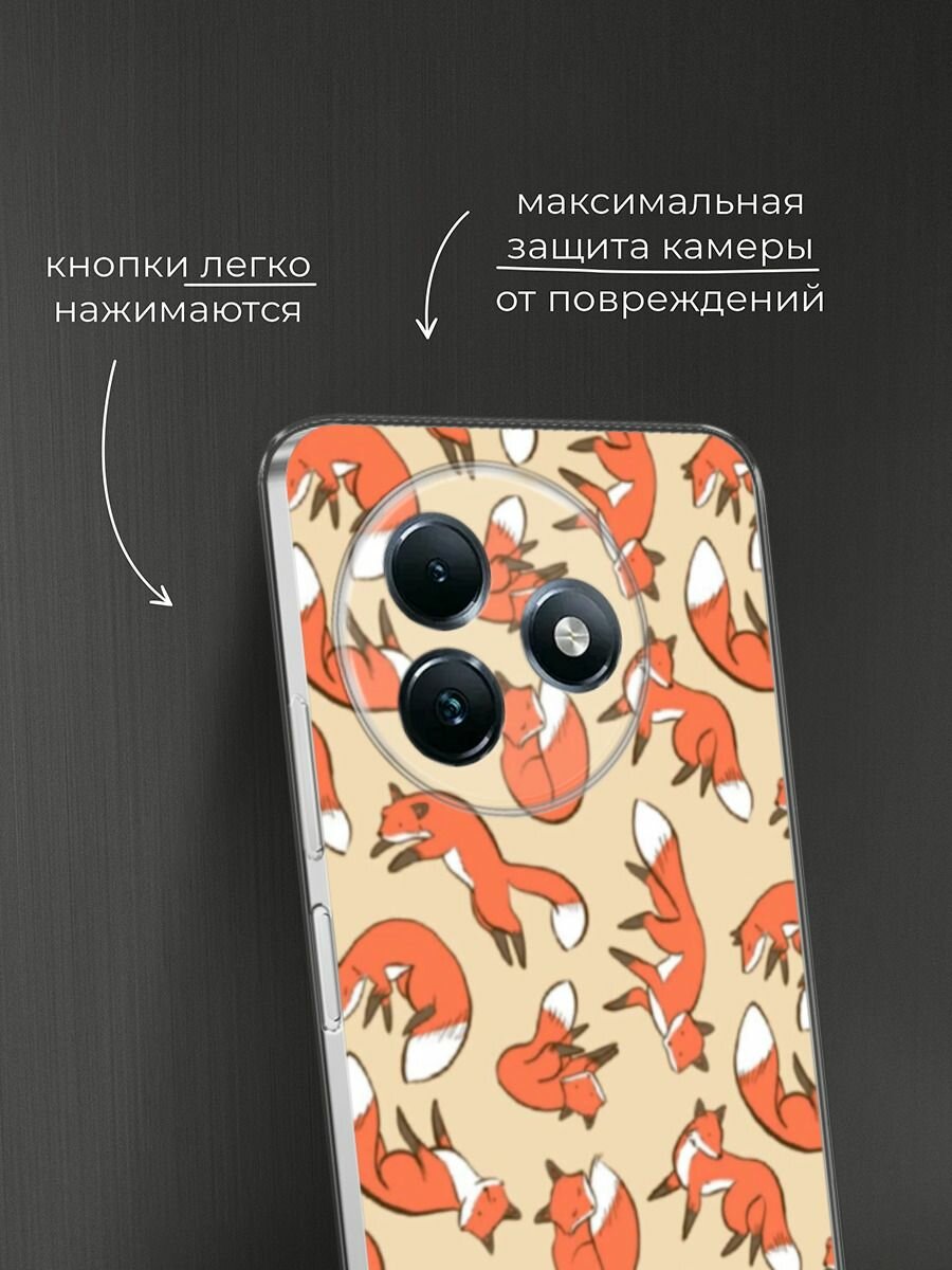 Силиконовый чехол на Itel S24 / Ител S24 с принтом "Лисички фон" — фото 1