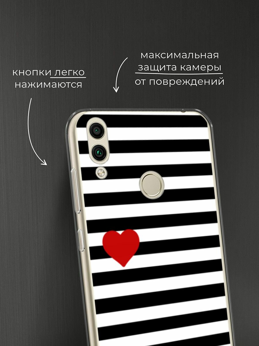 Силиконовый чехол на Honor 8C / Хонор 8С с принтом "Красное сердце" — фото 1