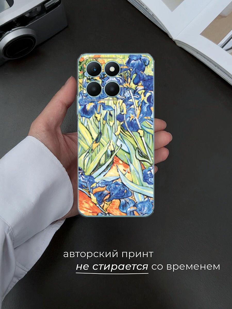 Силиконовый чехол на Honor X6A / Хонор X6A с принтом "Ирисы Ван Гог" — фото 1